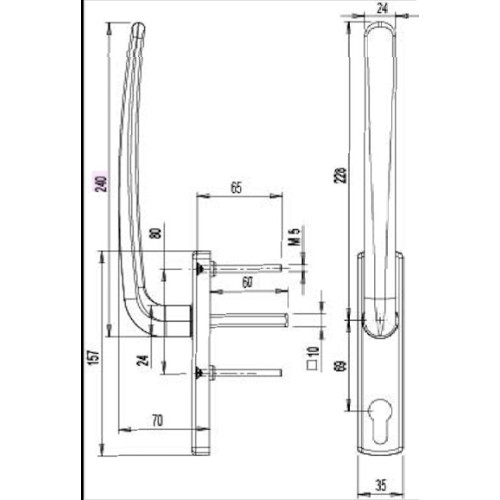 Giesse Prima Lift and Slide Internal Handle - Lock